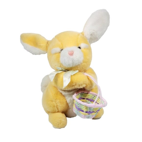 Commonwealth | Toys | Vtg Commonwealth Easter Bunny Basket Rabbit Plush Stuffed Animal Pink Nose ...